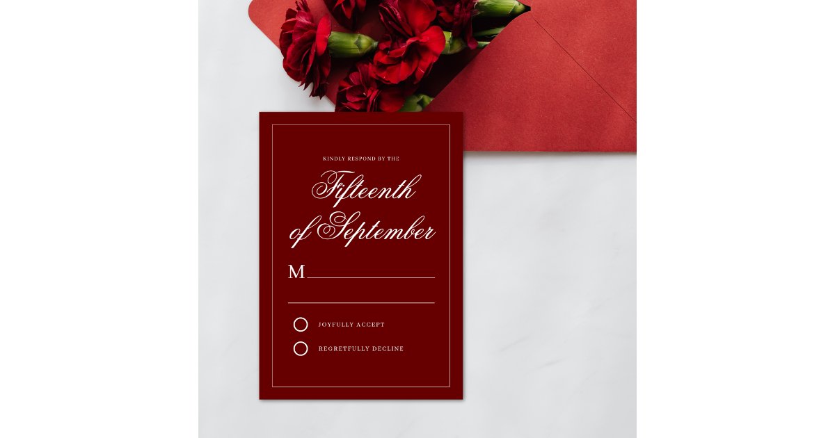 Crimson Red Minimal Elegant Calligraphy RSVP Card | Zazzle