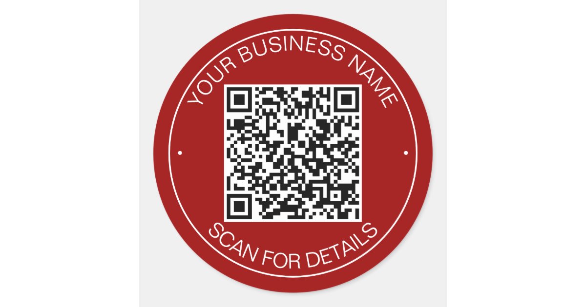 Crimson Red QR Code Smart Contact Classic Round Sticker | Zazzle