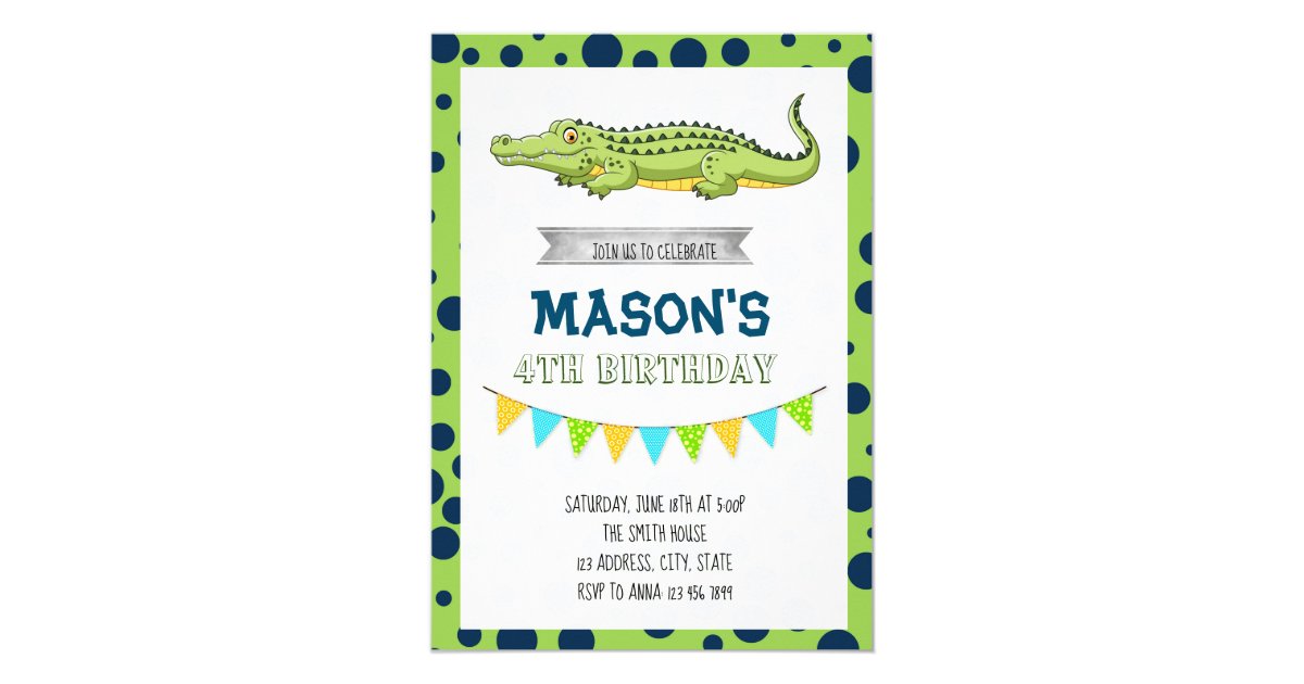 Crocodile birthday party invitation | Zazzle.co.uk