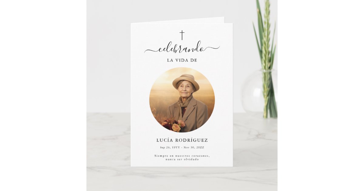 Cross Spanish Funeral Memorial Obituary Program Card | Zazzle