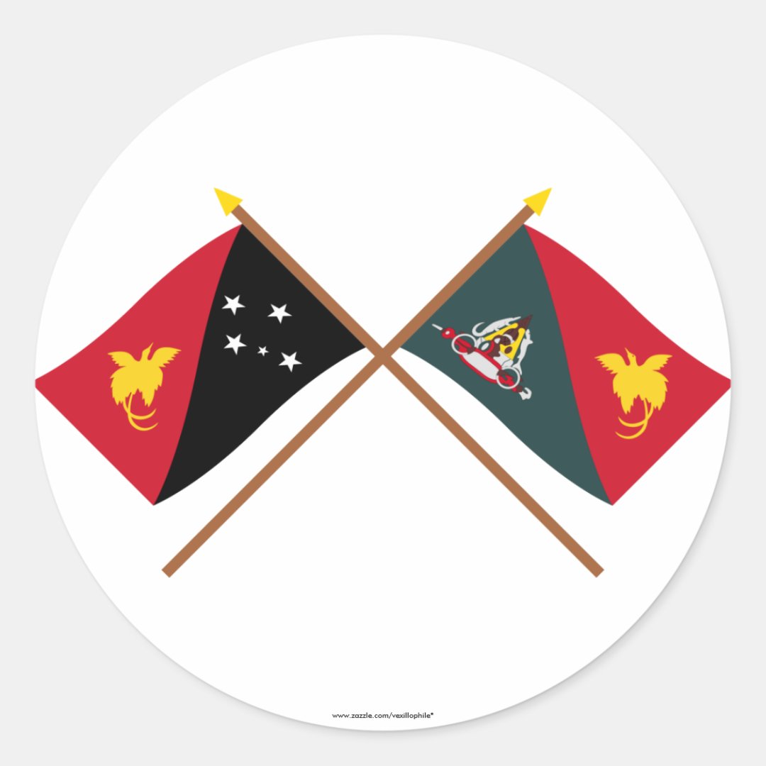 Crossed flags of PNG and East Sepik Province Classic Round Sticker | Zazzle