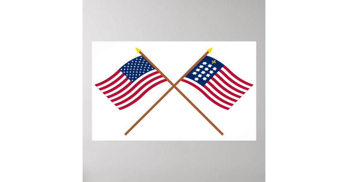 Crossed US and French Alliance Flags Poster | Zazzle