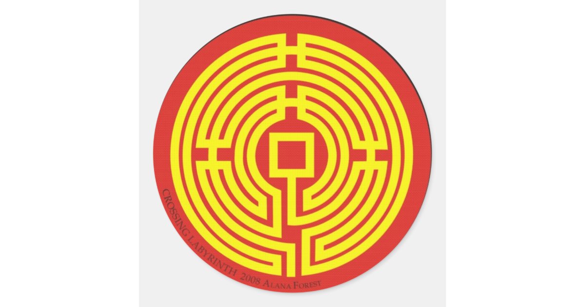 crossing labyrinth chinese classic round sticker | Zazzle
