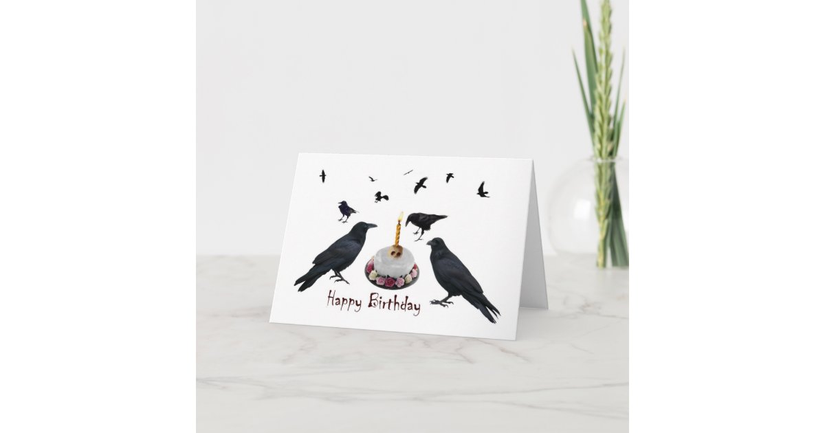 Crow Cake Birthday Card | Zazzle.co.uk