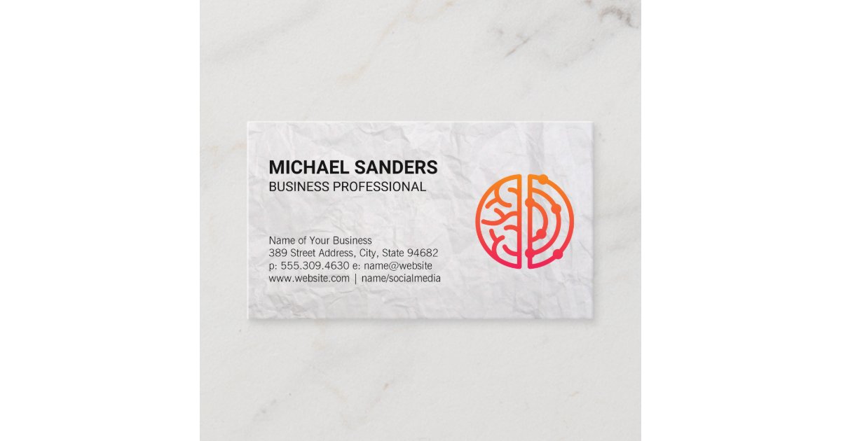 Crumpled Paper | Mind Logo Business Card | Zazzle