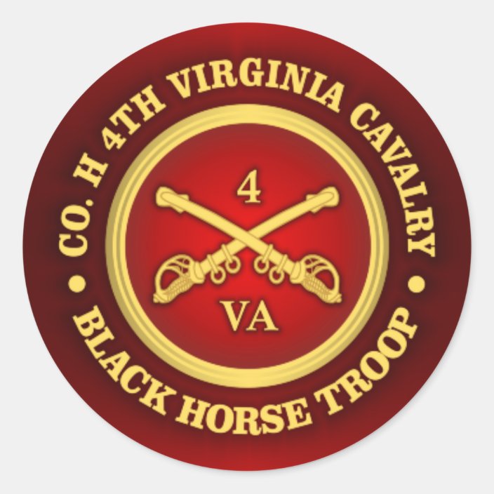 CSC -4th Virginia Cavalry (Black Horse Troop) Classic Round Sticker ...