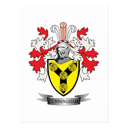 Cunningham Family Crest Coat of Arms Postcard | Zazzle.co.uk