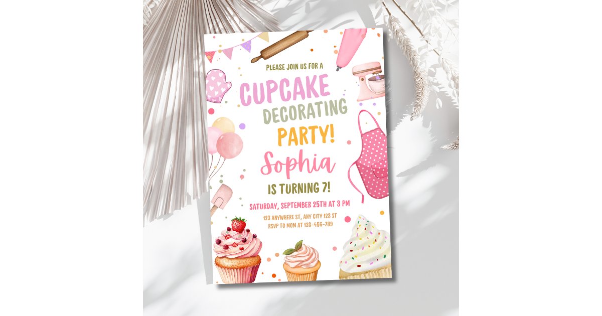 Cupcake Decorating Party Invite, Cooking Birthday Invitation | Zazzle