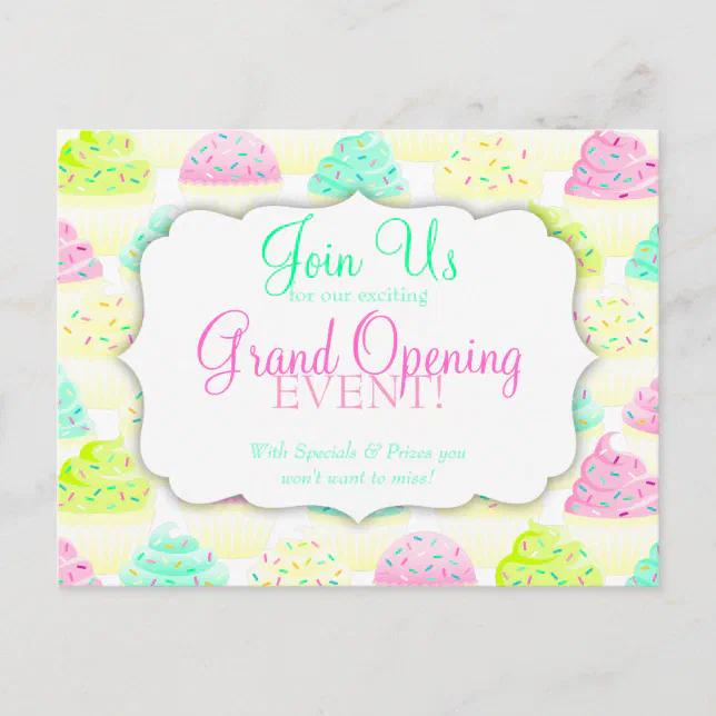 Cupcakes N Sprinkles Custom Grand Opening Postcard | Zazzle