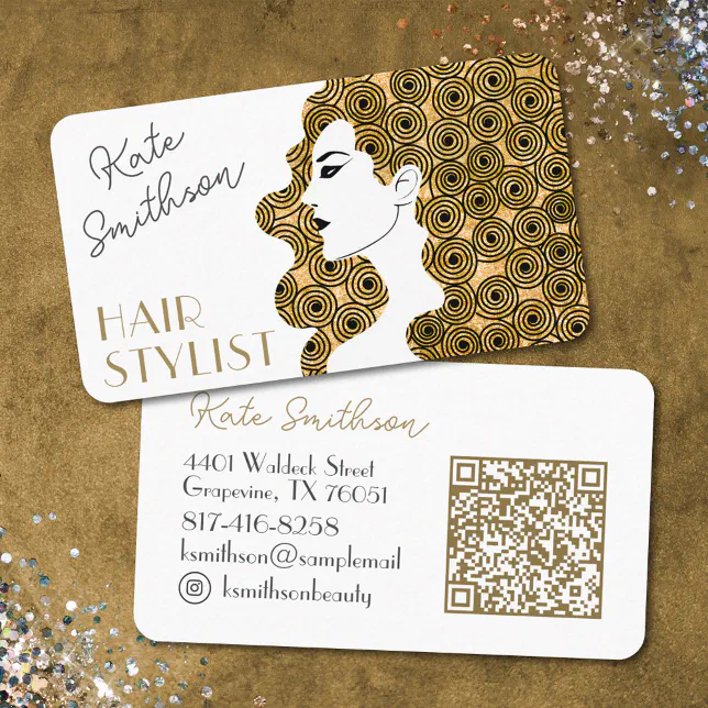 Curly Hair Personalised QR Code & Social Media Business Card | Zazzle