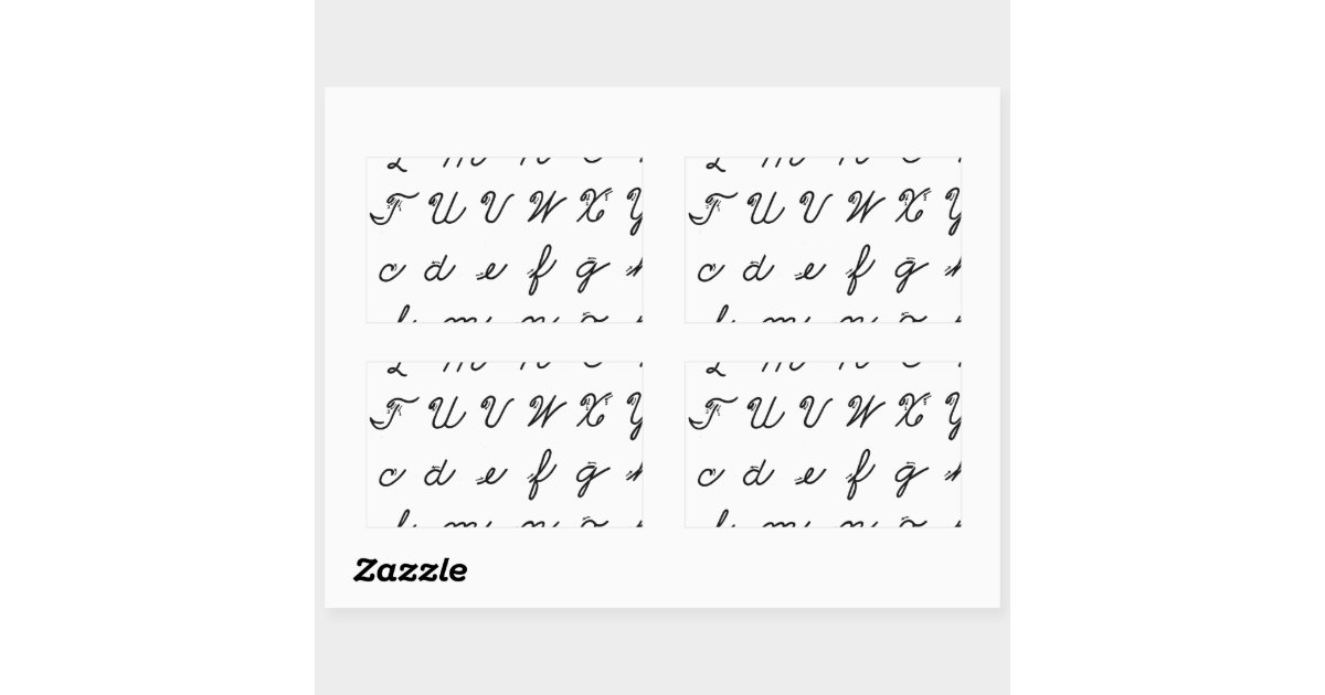 cursive handwriting chart rectangular sticker | Zazzle