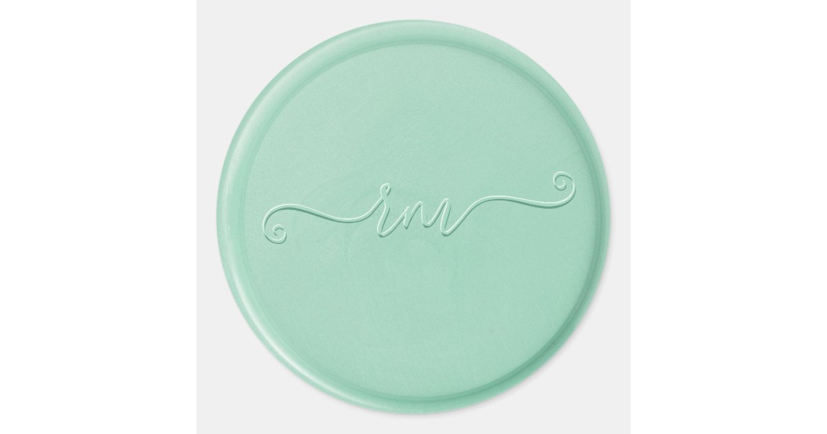 Cursive Initial Mint Green Wax Seal Sticker | Zazzle