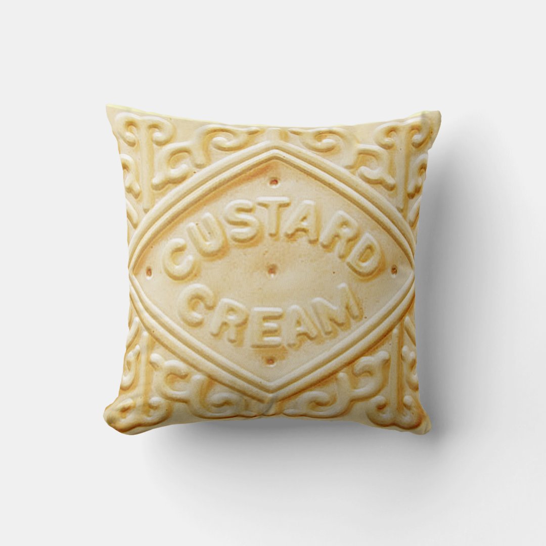 custard cream retro biscuit cookie cushion pillow | Zazzle