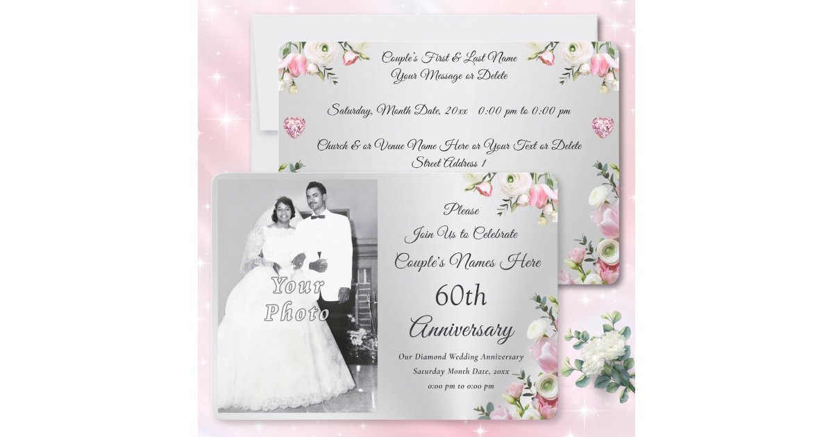 Custom, 60th Wedding Anniversary Party Invitations | Zazzle