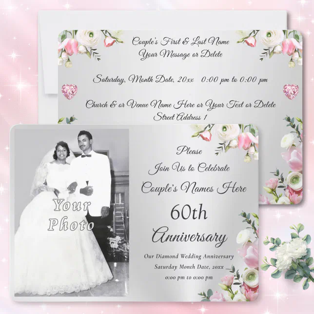 Custom, 60th Wedding Anniversary Party Invitations | Zazzle