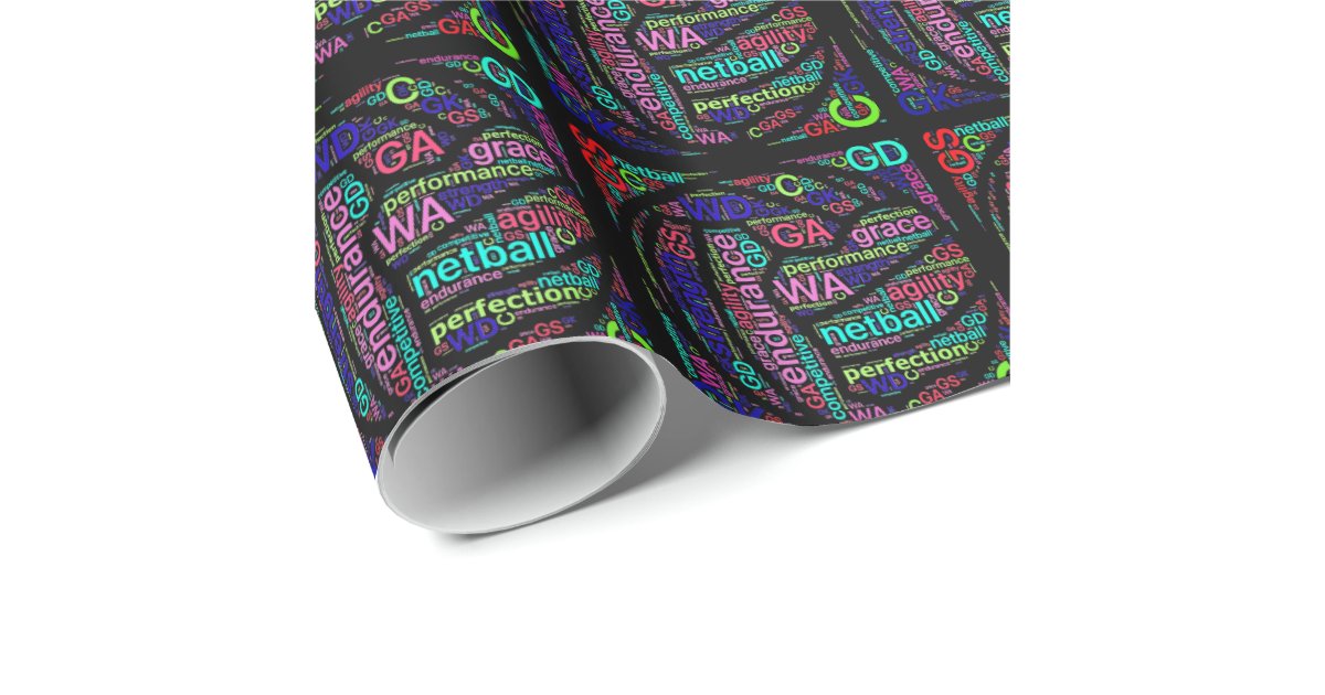 Custom Ball Design Netball Themed Wrapping Paper | Zazzle