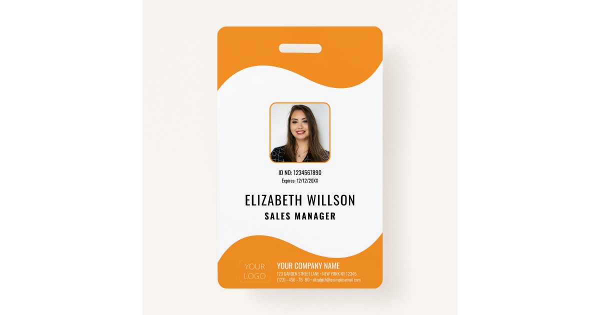 Custom Bar Code, Logo, Name, Photo Employee ID ID Badge | Zazzle