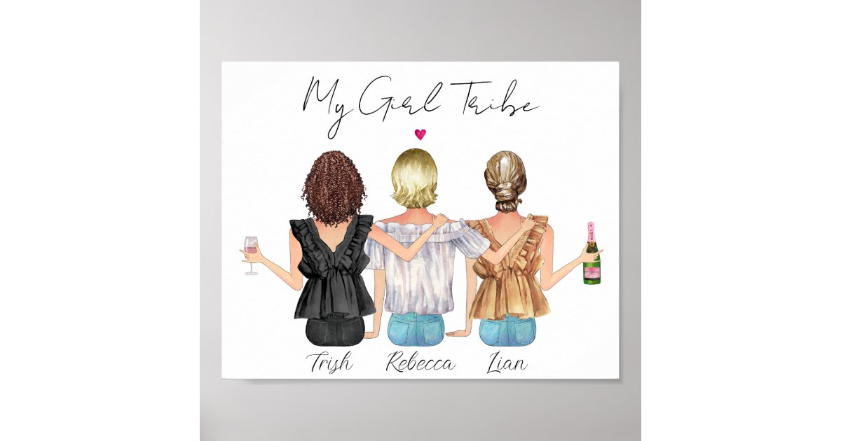 Custom best friends personalised portrait poster | Zazzle