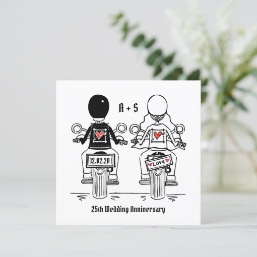 Custom Biker Motorcycle Wedding Anniversary Invitation | Zazzle