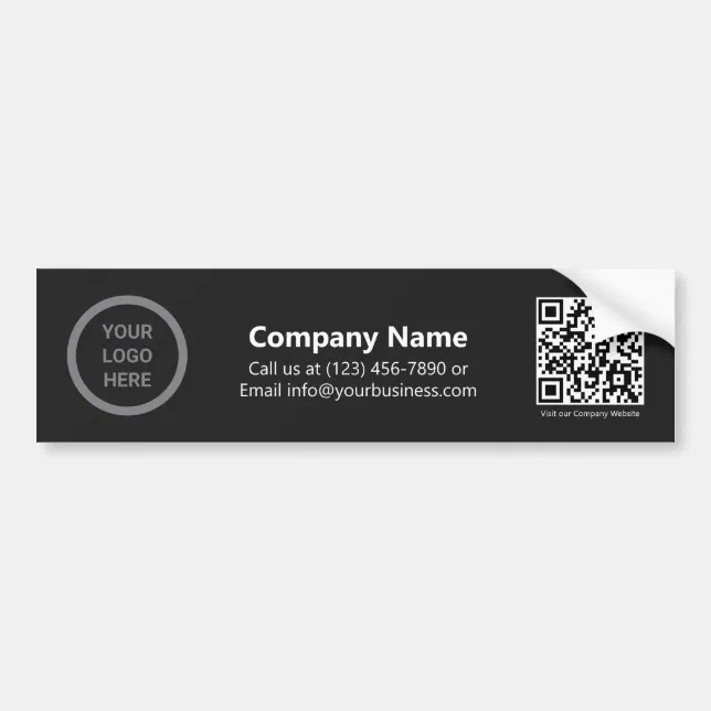 Custom Black Company Logo Promotional QR Code Bumper Sticker | Zazzle
