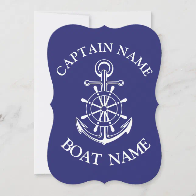 Custom boat captain name navy sailor invitation | Zazzle