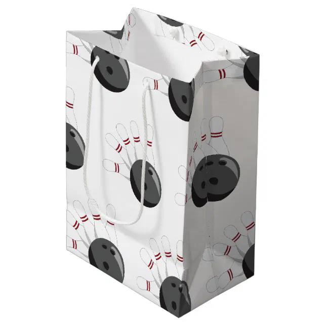 Custom Bowling Ball & Pins Pattern Medium Gift Bag | Zazzle