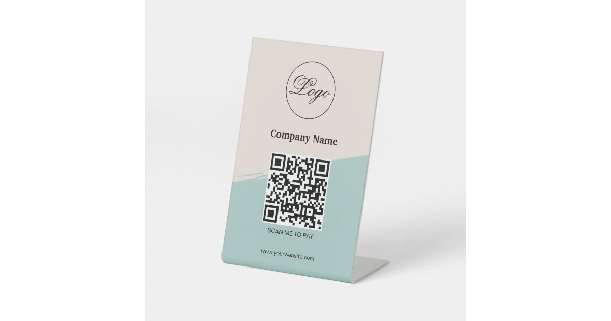 Custom Branded QR Code Payment Business Logo Pedestal Sign | Zazzle