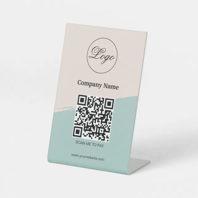 Custom Branded QR Code Payment Business Logo Pedestal Sign | Zazzle