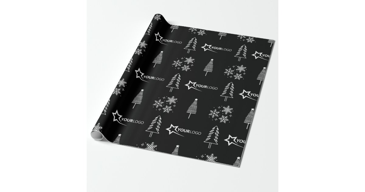 Custom Business Company Logo Christmas Gift Blue Wrapping Paper | Zazzle