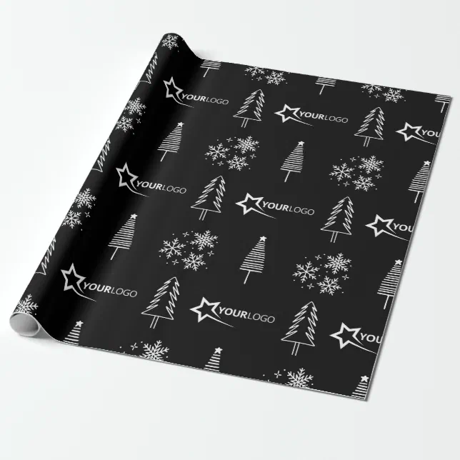 Custom Business Company Logo Christmas Gift Blue Wrapping Paper | Zazzle