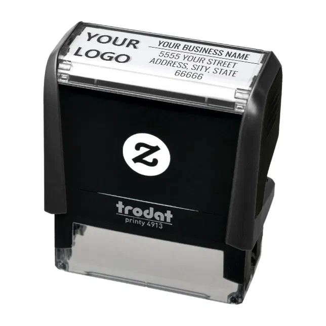 Custom Business Logo Address Self-inking Stamp | Zazzle