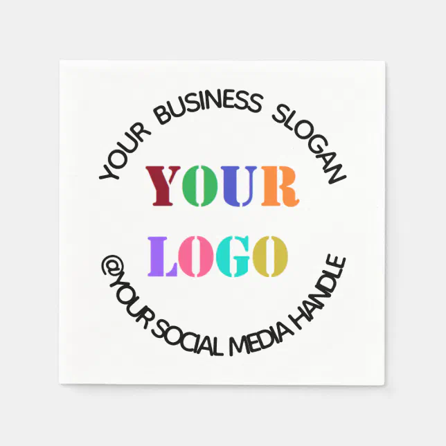 Custom Business Logo and Text Promotional Napkins | Zazzle