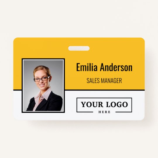 Custom Business Logo Barcode Employee Photo ID Badge | Zazzle.co.uk