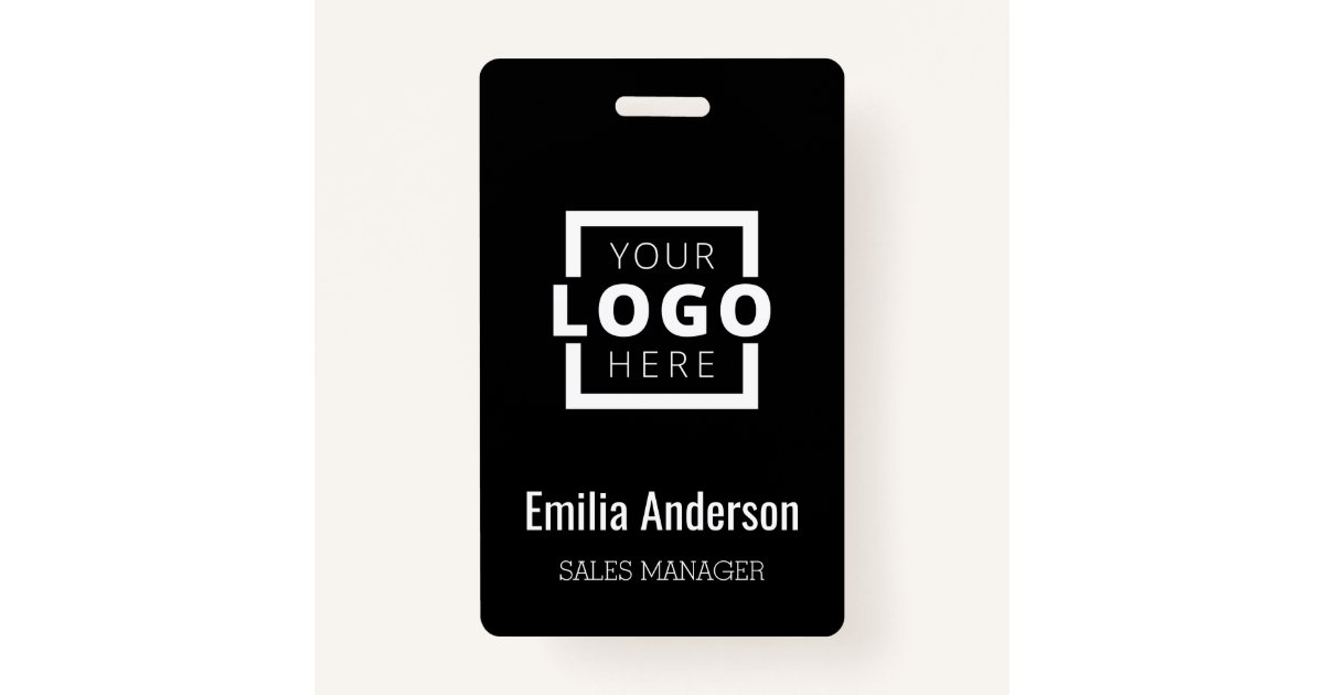 Custom Business Logo Basic Barcode Employee ID Badge | Zazzle