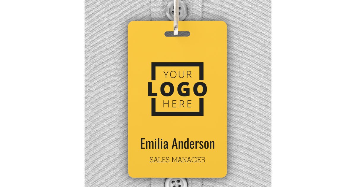 Custom Business Logo Basic Barcode Employee ID Badge | Zazzle