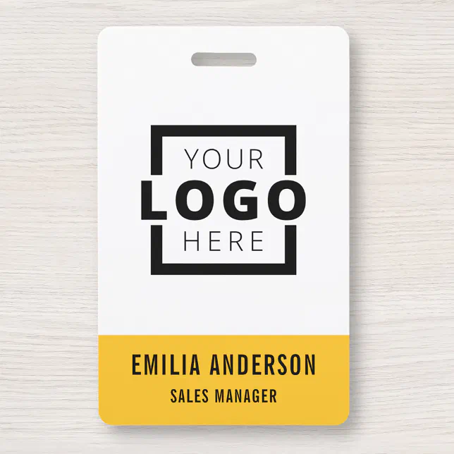 Custom Business Logo Basic Barcode Employee ID Badge | Zazzle