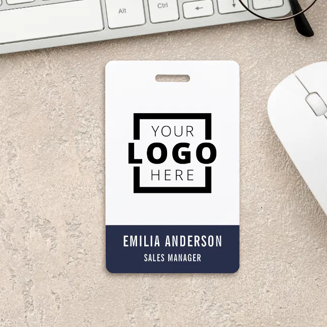 Custom Business Logo Basic Barcode Employee ID Badge | Zazzle