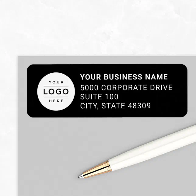 Custom Business Logo Black Company Return Address | Zazzle