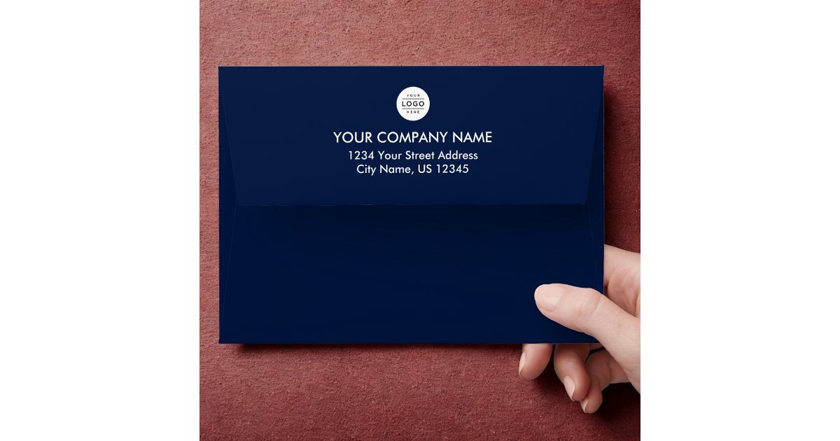 Custom Business Logo Navy Blue Envelope | Zazzle