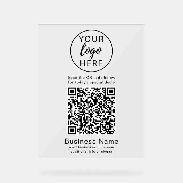 Custom Business Logo, QR Code Acrylic Sign | Zazzle