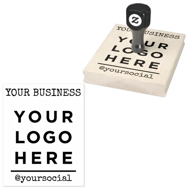 Custom Business Logo Social Rubber Stamp | Zazzle