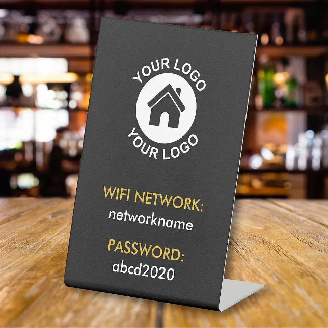 Custom Business Logo Wifi Network Password Pedestal Sign | Zazzle