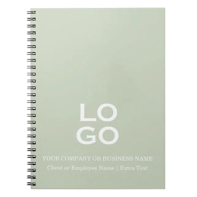 Custom Business or Company Logo & Title Sage Green Notebook | Zazzle