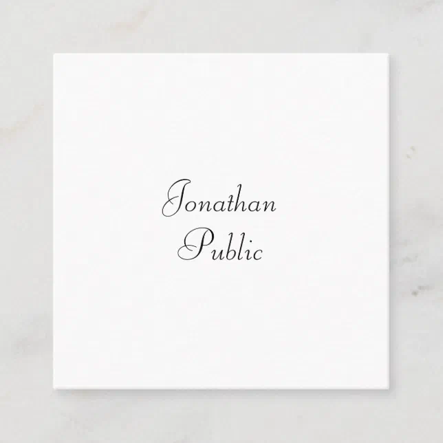 Custom Calligraphy Script Elegant Simple Template Square Business Card ...