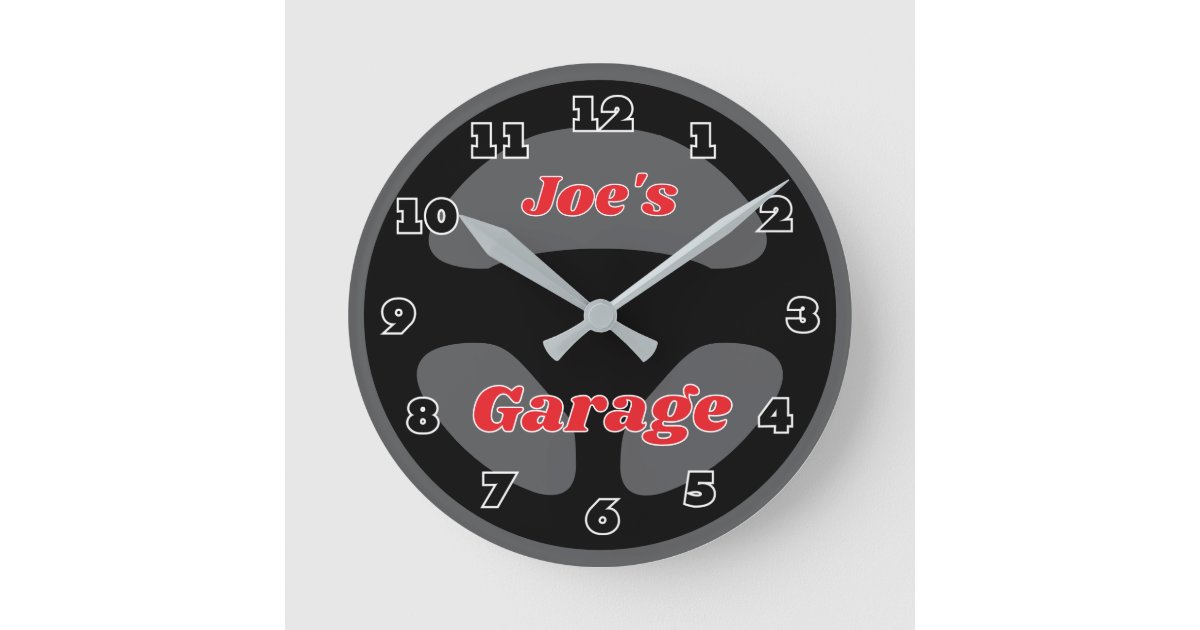 Custom car steering wheel garage wall clock design | Zazzle