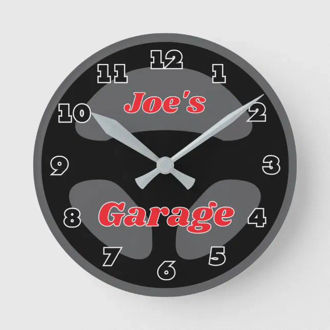 Custom car steering wheel garage wall clock design | Zazzle