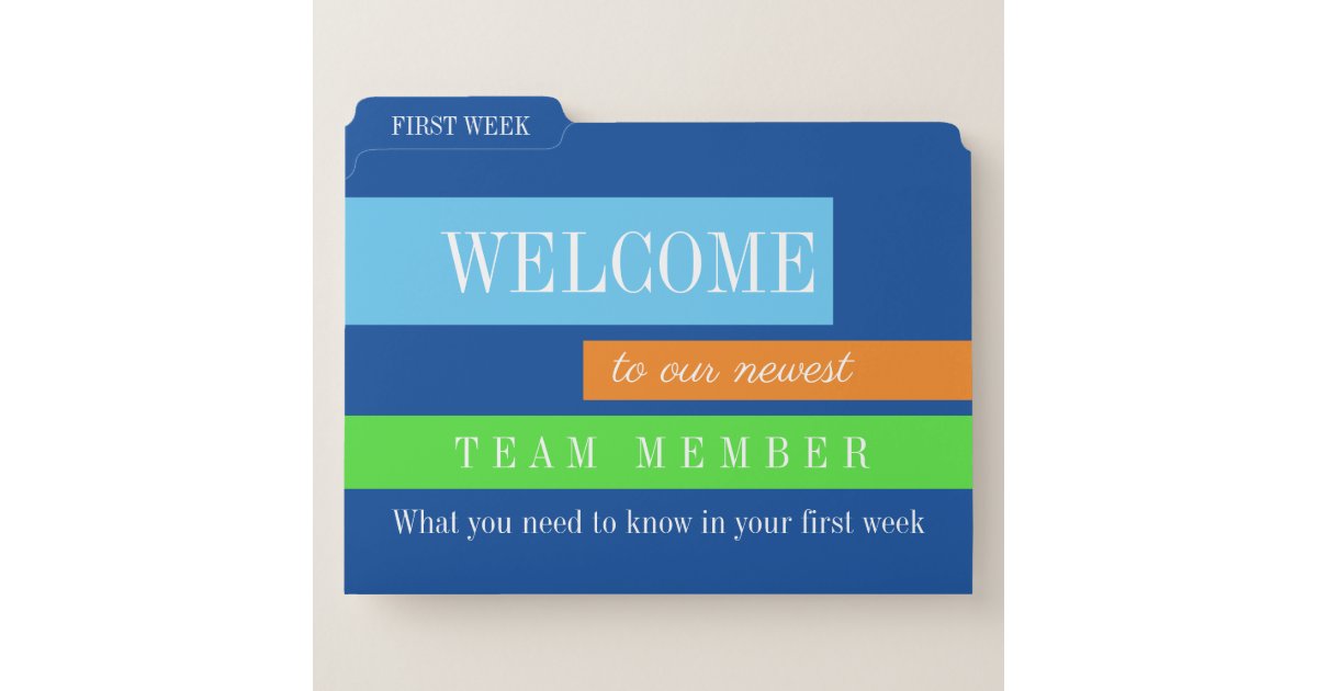 Custom colours onboarding new employee welcome file folder | Zazzle