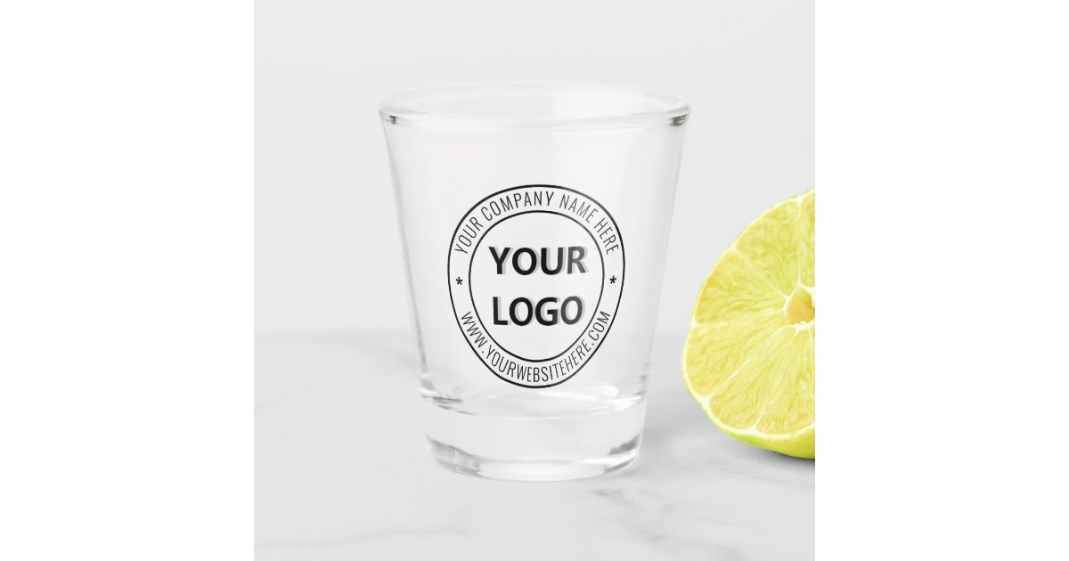 Custom Company Logo and Text Shot Glass Template | Zazzle