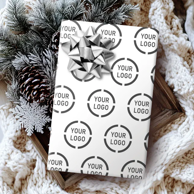 Custom company logo branded business gifts white wrapping paper | Zazzle