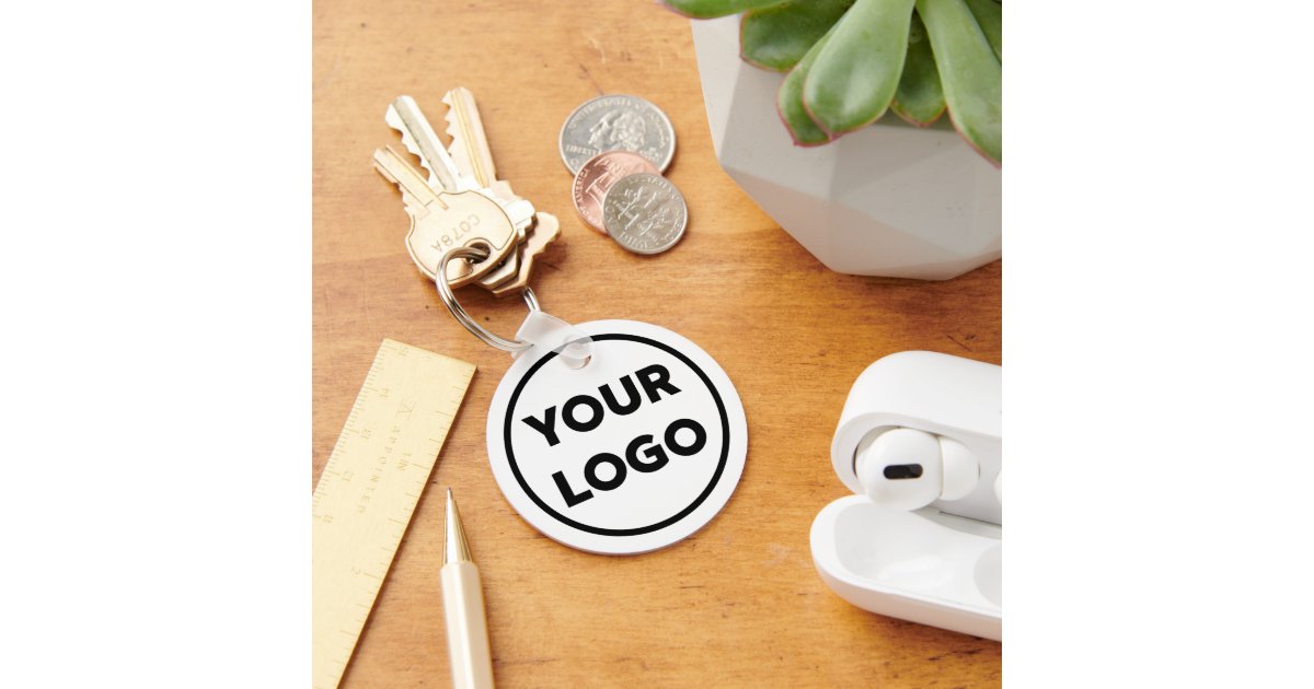 Custom Company Logo Corporate Swag Key Ring | Zazzle